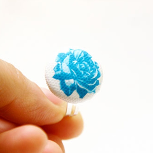 Handmade | Jewelry | Blue Rose Flower Canvas Ring Fun Handmade Gift ...